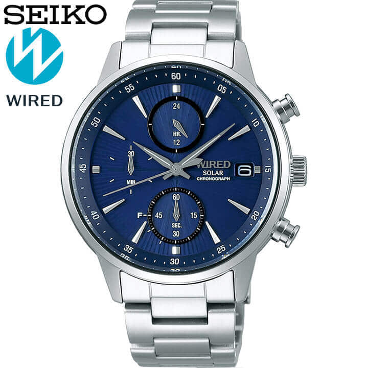 [New]SEIKO SEIKO WIRED wired solar Chronograph mens clock metal blue ...