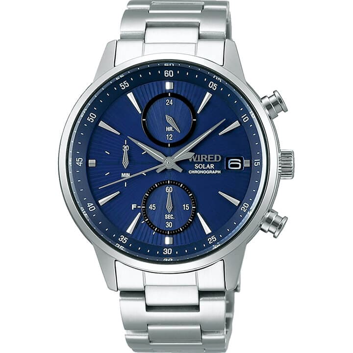 [New]SEIKO SEIKO WIRED wired solar Chronograph mens clock metal blue ...