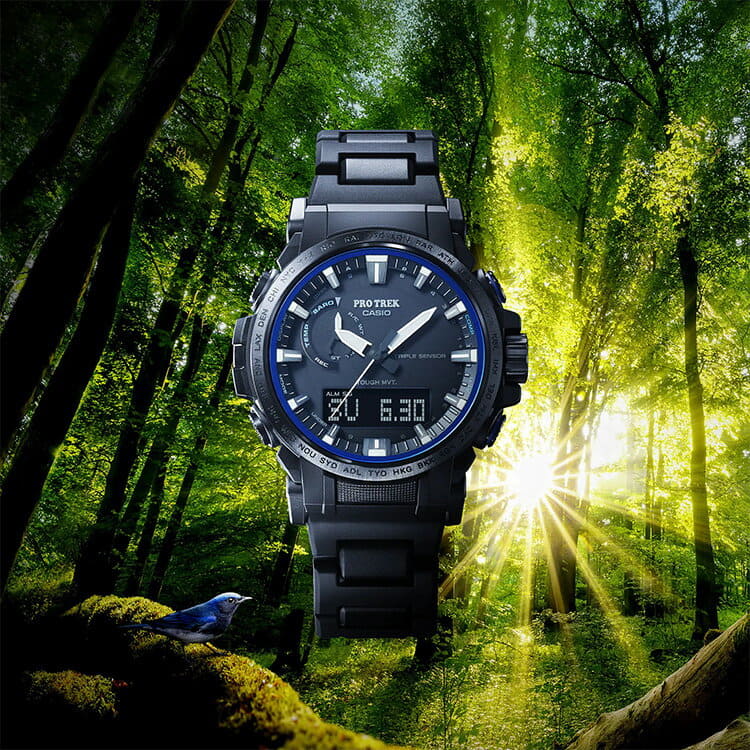 [New]PROTREK PRO TREK Electric wave solar composite band Black blue PRW ...