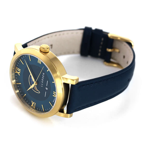 [New]erurasenhyugo 42mm moon phase mens LL180GDBU LLARSEN clock blue X ...