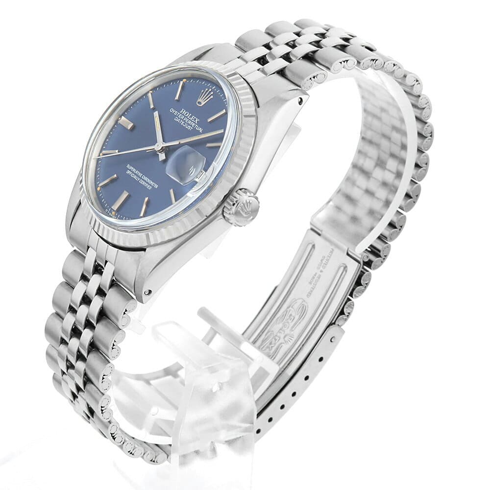 [New]up to 30,000 yen & ROLEX date just 1601 blue bar 43rd mens ...