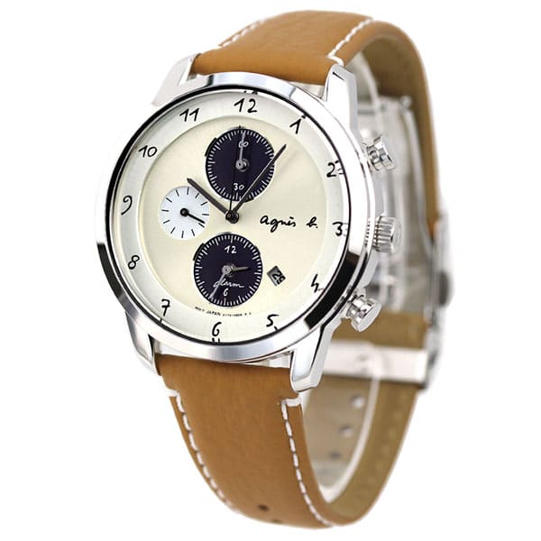 [New]agnes b. Marcello solar FBRD973 solar mens Silver X camel agnes b ...