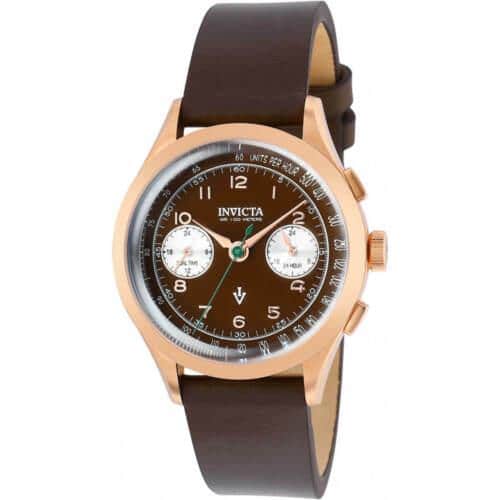 [New]Invicta Boy's Watch Vintage Quartz Dual Time Dark Brown Leather ...
