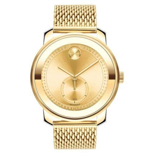 [New]mobado Movado Unisex Watch Trend Quartz Gold Tone Dial Mesh ...