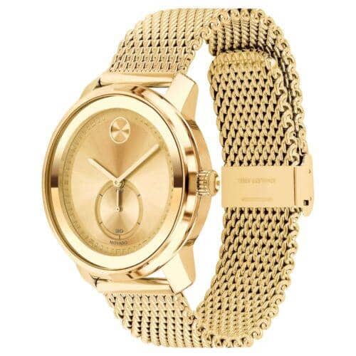 [New]mobado Movado Unisex Watch Trend Quartz Gold Tone Dial Mesh ...