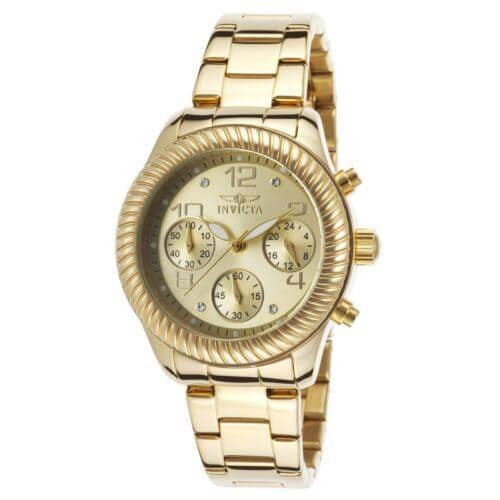 [New]Invicta Women's Watch Angel Chrono Gold Tone Dial Plated Steel ...