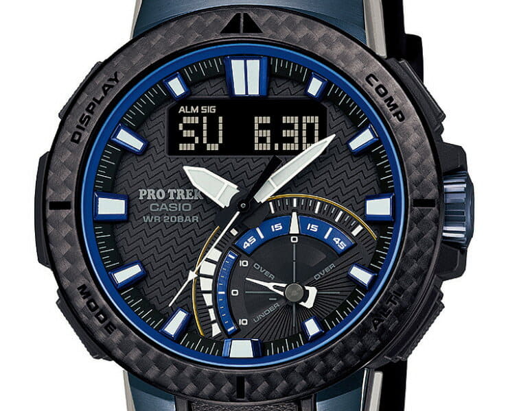 [New]Casio PRO TREK Electric wave solar triple Sensor mid size carbon bezel Black PRW-73X-1JF ...