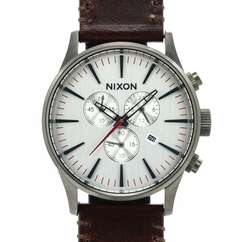 [New]Nixon NIXON Sentry Kurono leather GUN/SIL/D mens Silver stainless ...