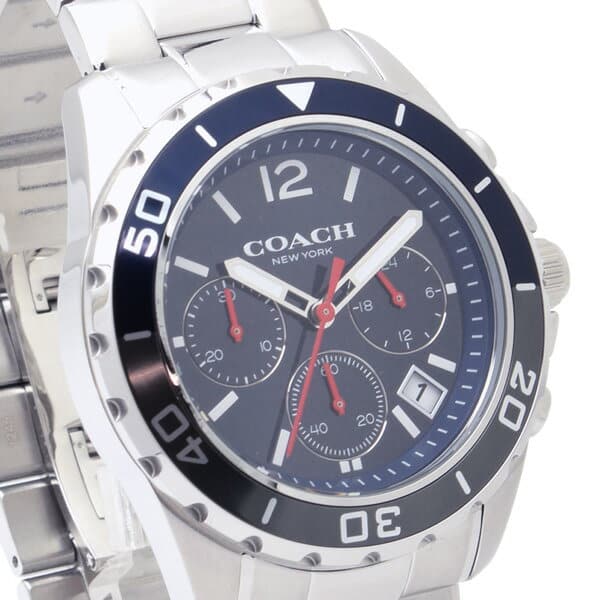 [New]COACH coach 14602555 KENT Kent breath Silver Navy mens Chronograph ...