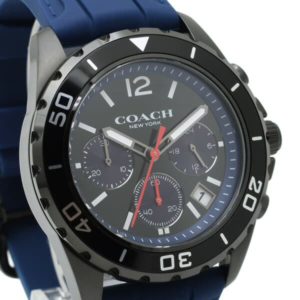 [New]COACH coach 14602566 KENT Kent rubber Navy Black mens Chronograph ...
