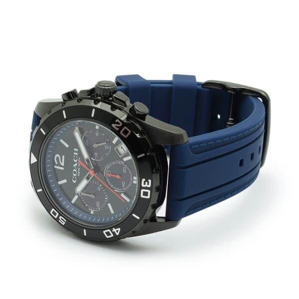 [New]COACH coach 14602566 KENT Kent rubber Navy Black mens Chronograph ...