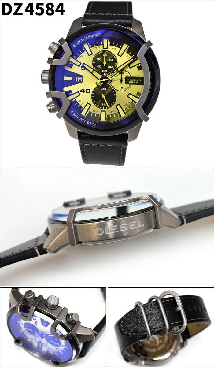 [New]Diesel DIESEL clock mens DZ4584 GRIFFED Chronograph mens leather ...