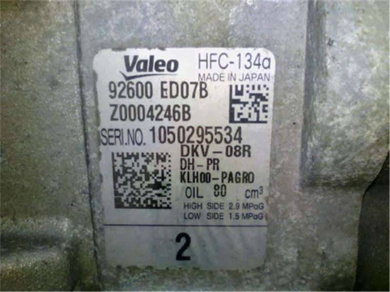 [Used]A/C Compressor NISSAN Note 2011 CBA-ZE11 92600ED07B - BE FORWARD Auto Parts