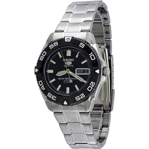 [New]Seiko Men's Watch 5 Sports Automatic Black Dial Silver Steel ...