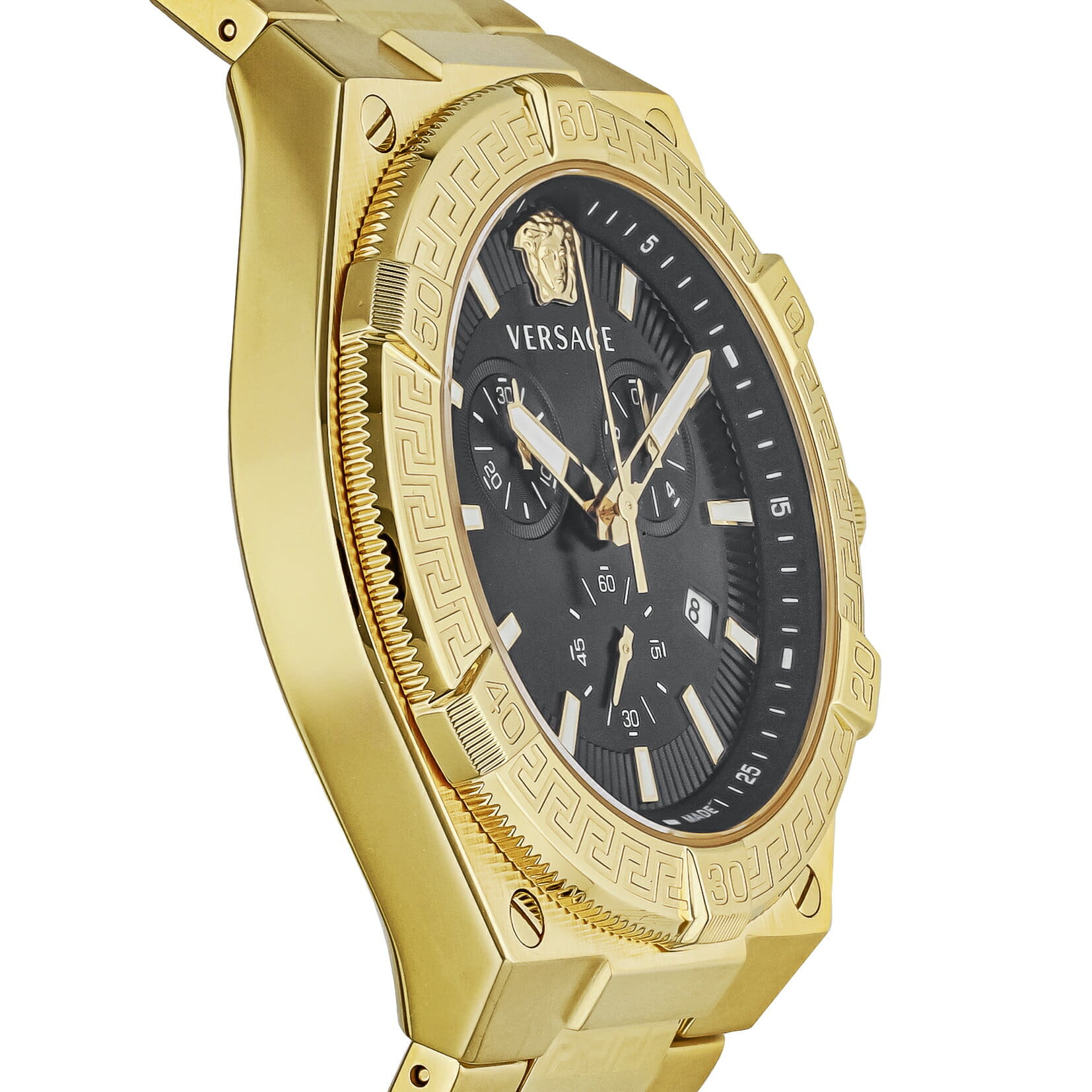 [New]! Xmas fair VERSACE verusachie SPORTY GRECA quartz mens Black ...