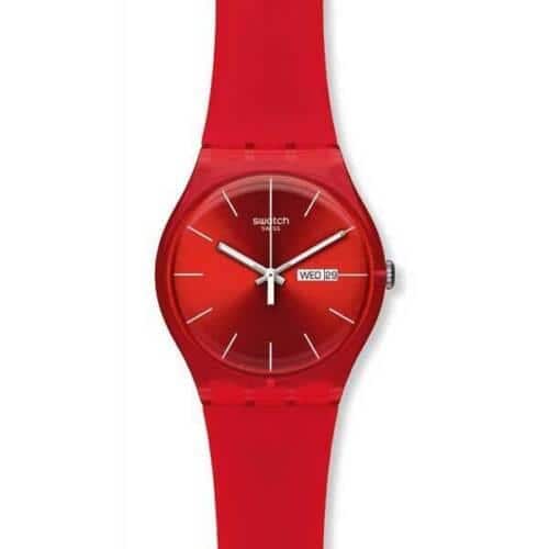 [New]Swatch Swatch SUOR701 Unisex Red Rebel Swiss Silicon Rubber Strap ...