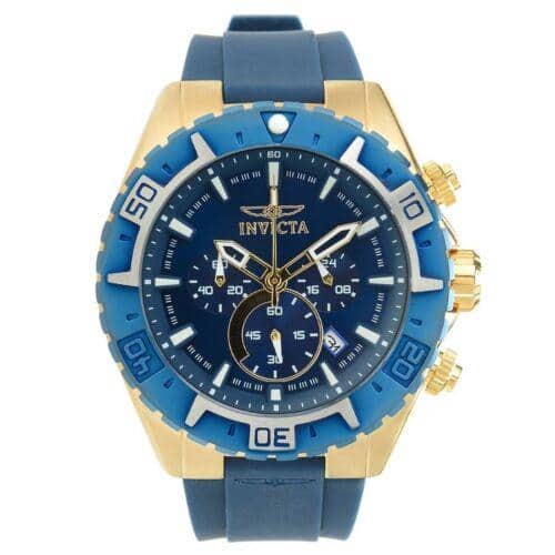 [New]Invicta Men's Watch Aviator Quartz Chronograph Blue Dial Rubber ...
