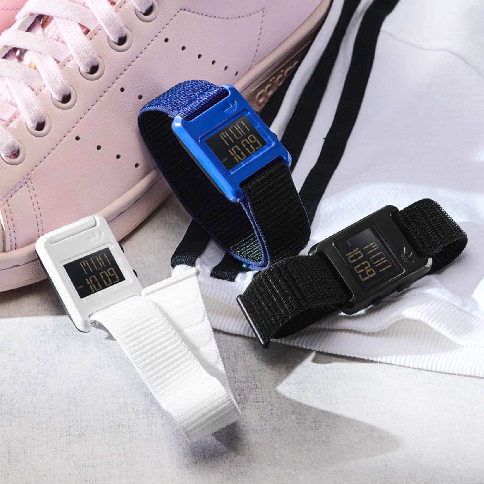[New]\ /adidas Adidas RETRO POP DIGITAL quartz unisex Black white blue ...