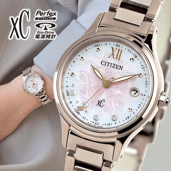 [New]CITIZEN cross sea hikari collection Hikari collection SAKURA model Eco Drive Electric wave ...