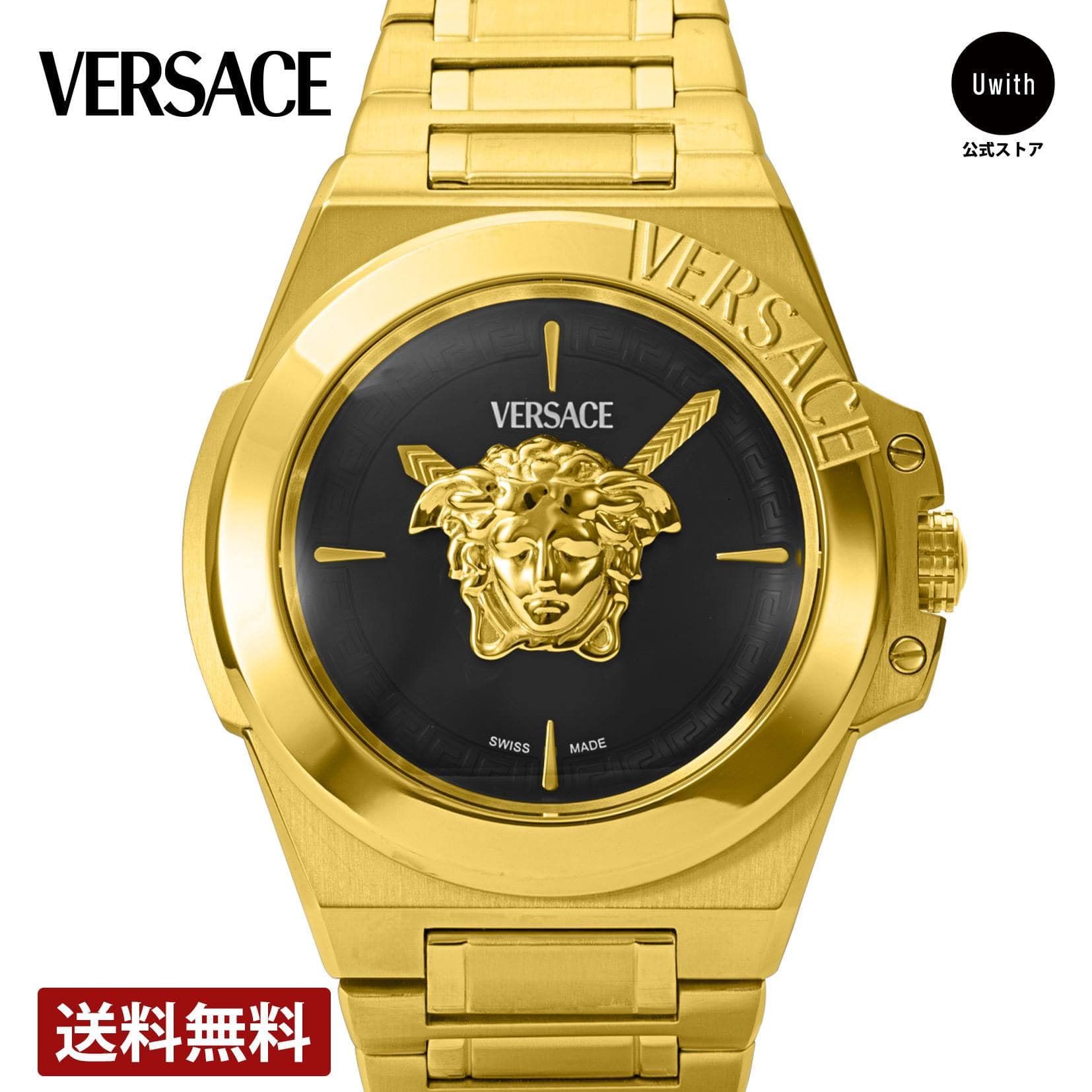 [New]VERSACE verusachie VERSACE HERA quartz mens Black VE8D00624 - BE ...
