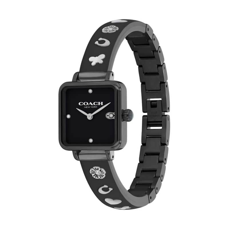 [New]square Coach COACH Cass CASS 22mm GP - [Black dial SS motif resin ...