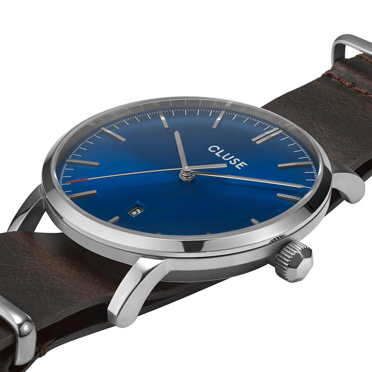 [New]CLUSE CLUSE Japan ARA vis NATO leather Silver dark blue dark brown ...