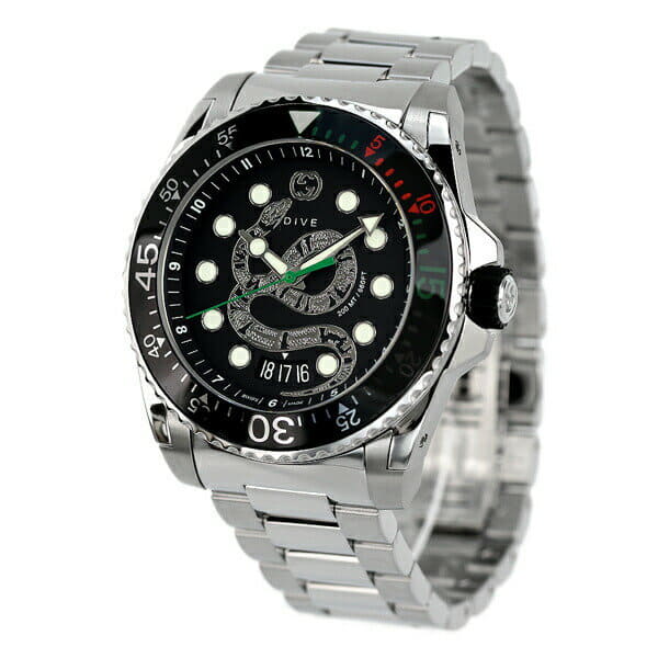 [New]Gucci dive 45mm snake snake mens YA136218 GUCCI Black - BE FORWARD ...