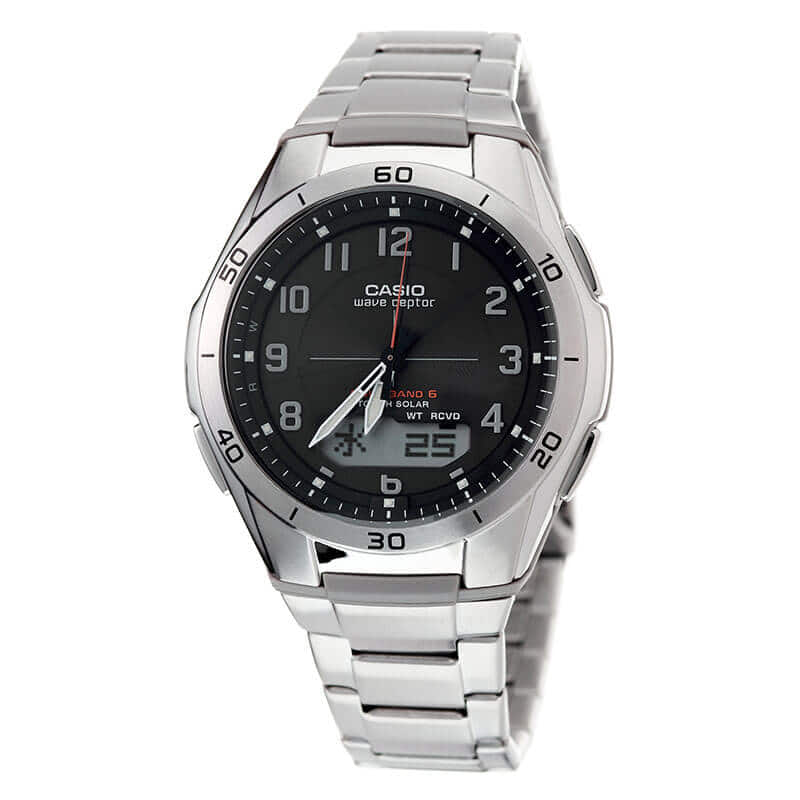 [New]Casio wave Scepter CASIO wave ceptor mens Black Silver clock solar ...