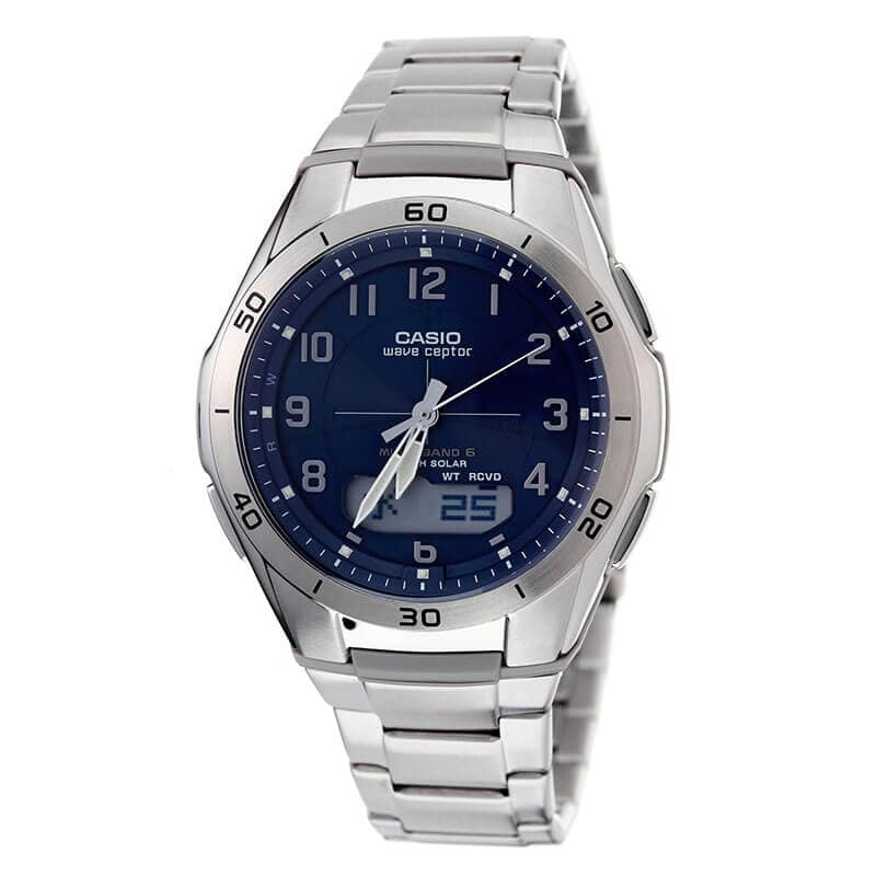 [New]Casio wave Scepter CASIO wave ceptor mens blue Silver clock solar ...