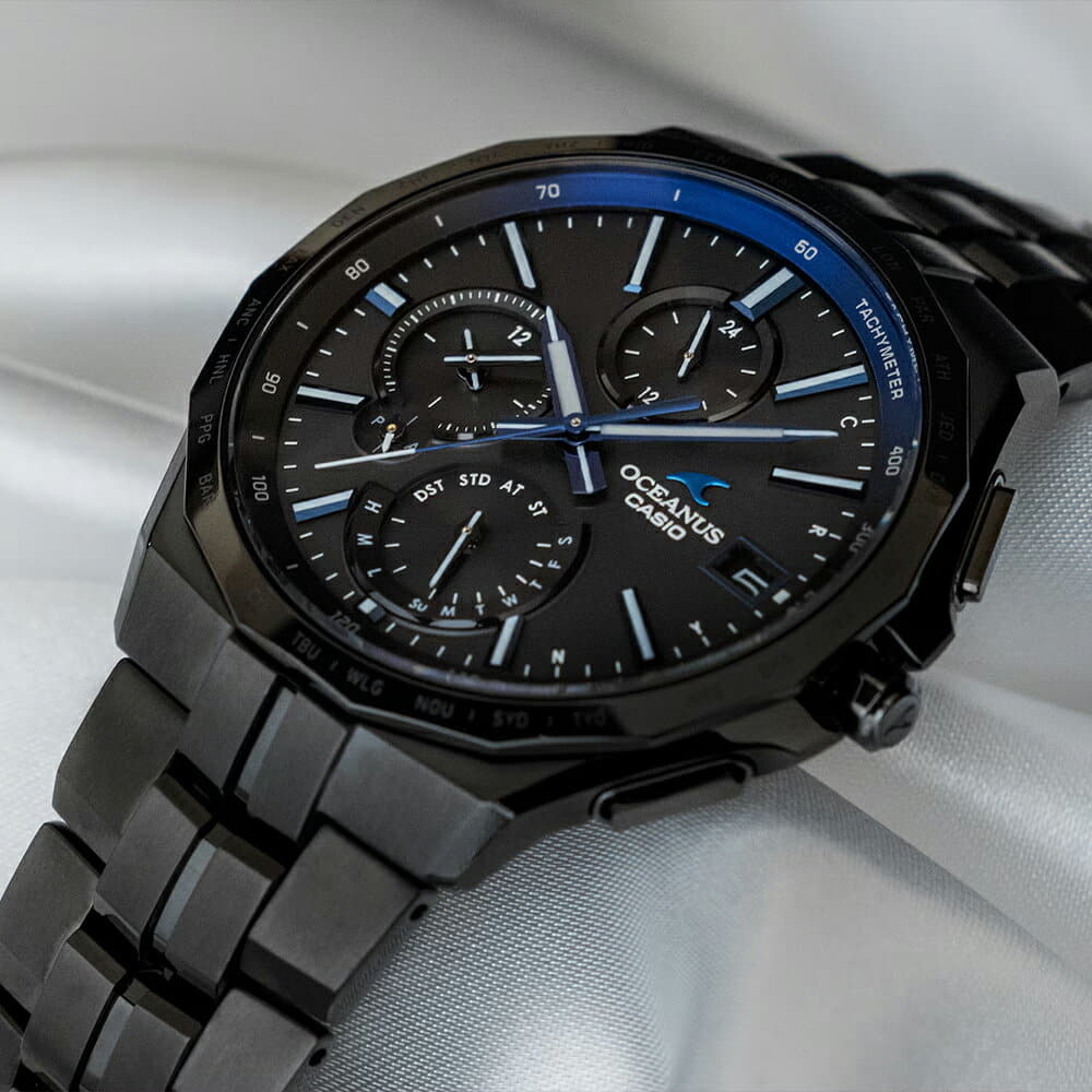 [New]48 loan OCEANUS OCW-S5000B-1AJF mens Black Casio manta S5000 ...