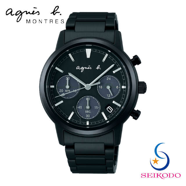 [New]agnes b. Agnes b. SAM Sam FCRD995 solar mens Chronograph Black ...