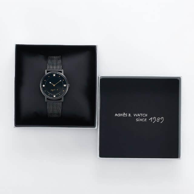 [New]agnes b. model star index quartz Ladies mesh band Black clockface ...