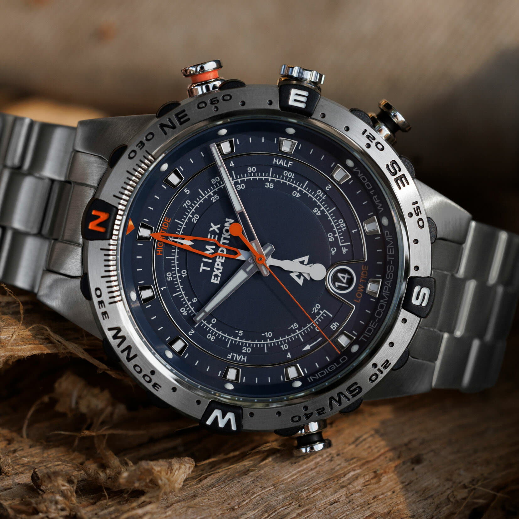 [New]TIMEX Timex Expedition tide - temp - compasses quartz mens Navy ...