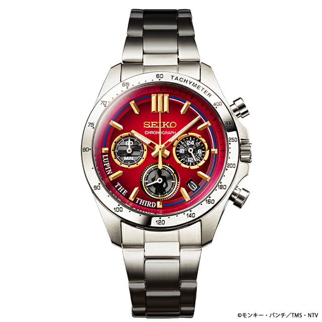 [New]Lupin the Third SEIKO watch quartz mens model Chronograph 51272 analog red gradation red ...