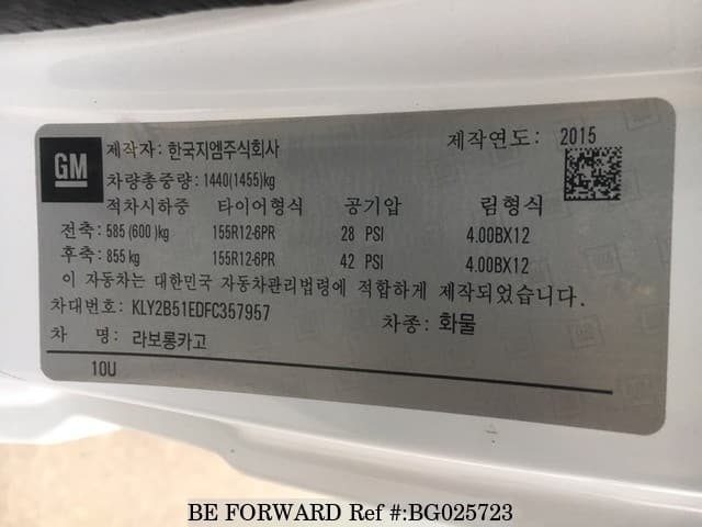 Used 2015 DAEWOO LABO for Sale BG025723 - BE FORWARD