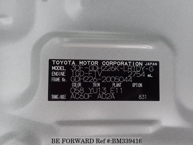 Used 2022 TOYOTA HIACE VAN 2.8DXGL/3DF-GDH226K for Sale BM339416 - BE FORWARD