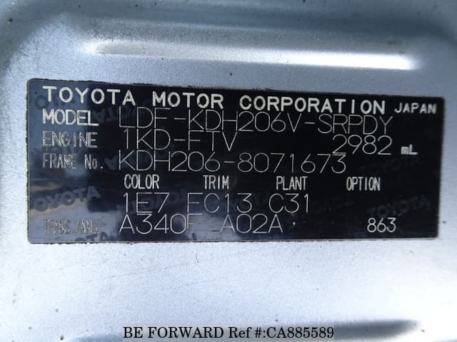Used 2014 TOYOTA HIACE VAN DX/LDF-KDH206V for Sale CA885589 - BE FORWARD