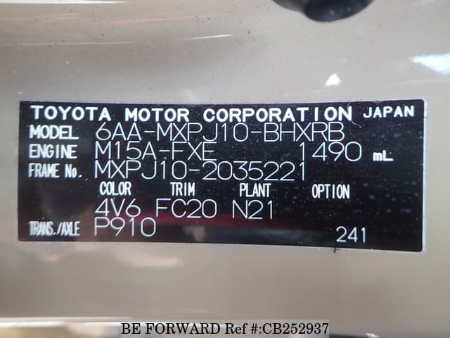 Used 2021 TOYOTA YARIS CROSS HYBRID X/6AA-MXPJ10 for Sale CB252937 - BE ...